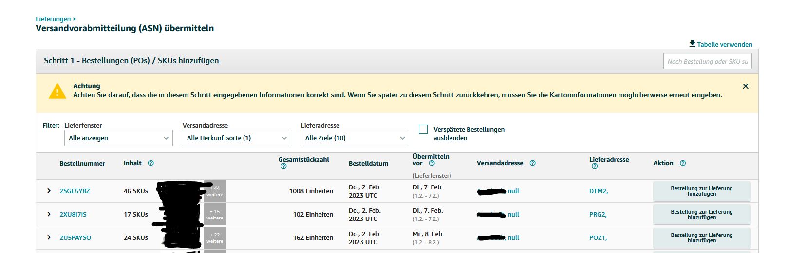 Versandvorabmitteilungen (ASN) übermitteln - neue Maske im Vendor ...